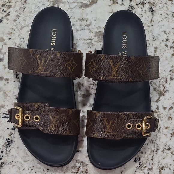 Louis Vuitton | Shoes | Louis Vuitton Dark Brown Monogram Slides | Poshmark